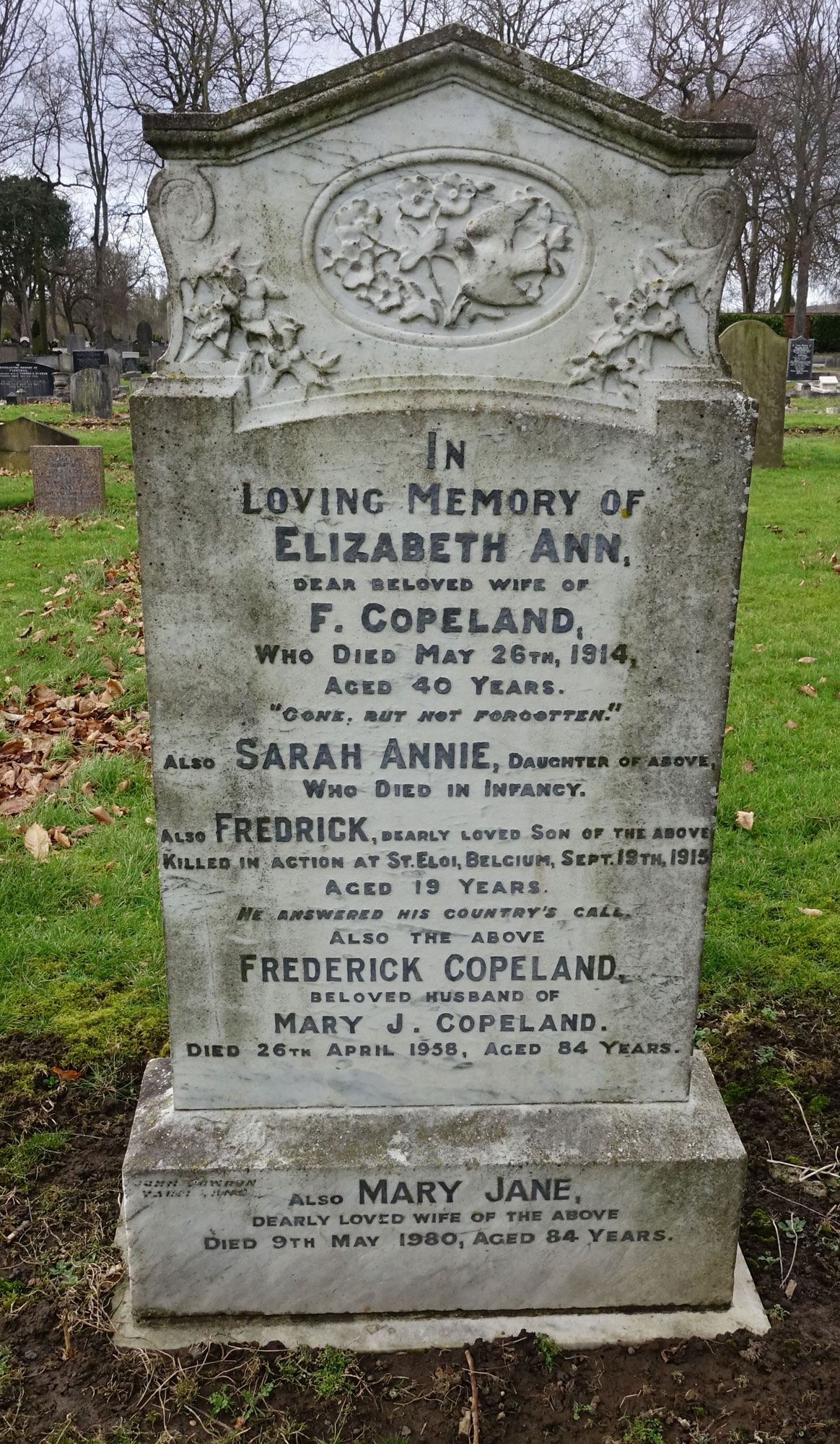 The Yorkshire Regiment War Graves, - Stockton-on-Tees (Durham Road ...