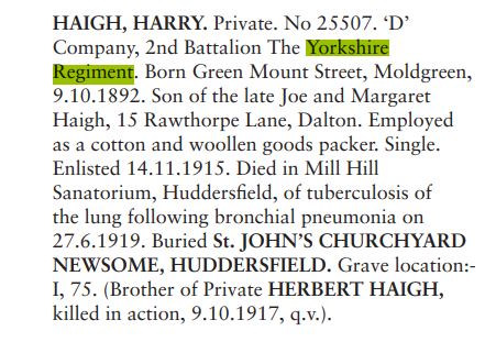 The Yorkshire Regiment, - War Memorials Elsewhere