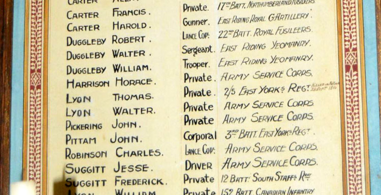 The Yorkshire Regiment, War Memorials Elsewhere