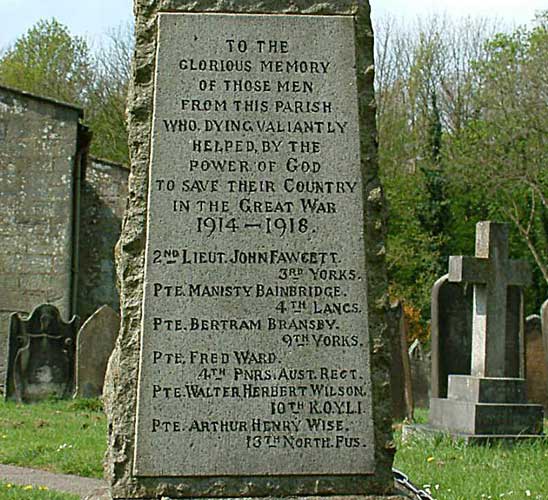 The Yorkshire Regiment, Local War Memorials