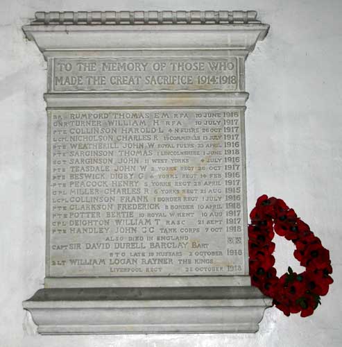 The Yorkshire Regiment, Local War Memorials