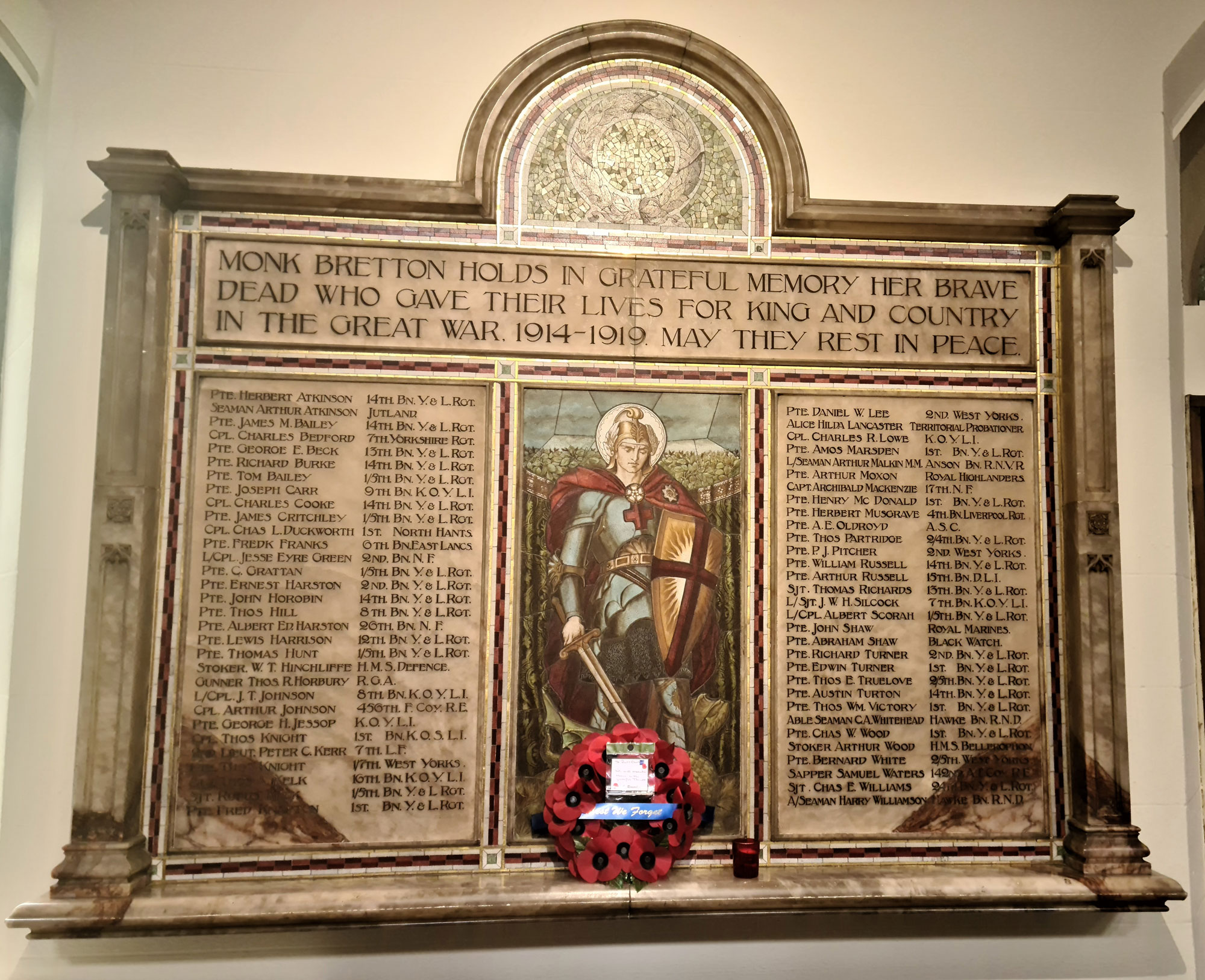 The Yorkshire Regiment, Local War Memorials