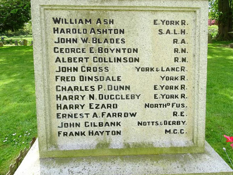 The Yorkshire Regiment, Local War Memorials