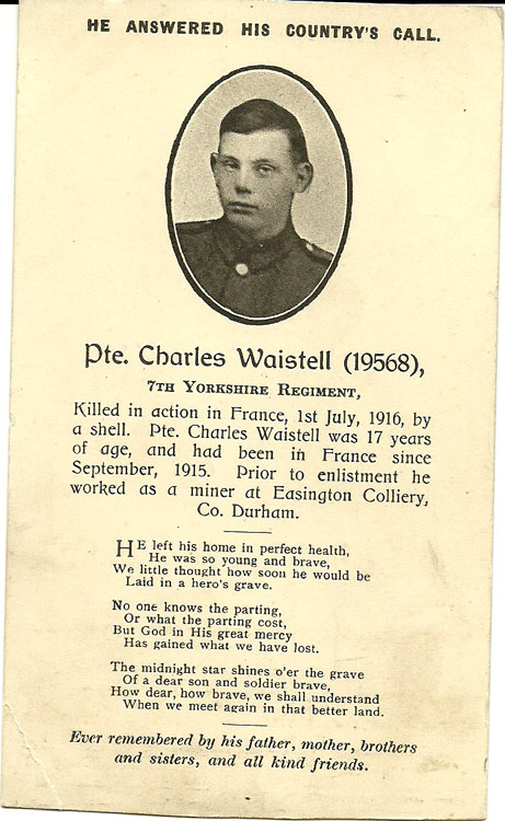 The Yorkshire Regiment, WW1 Remembrance - Photos of Individuals