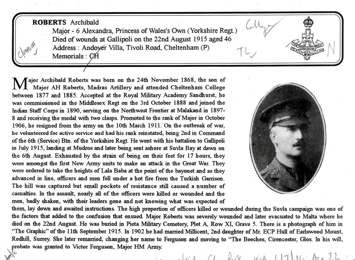 The Yorkshire Regiment, WW1 Remembrance - Photos of Individuals