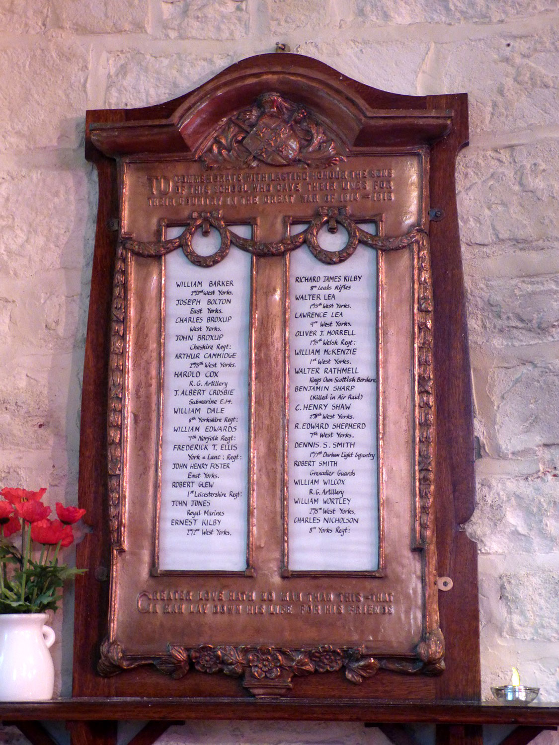 The Yorkshire Regiment, Local War Memorials