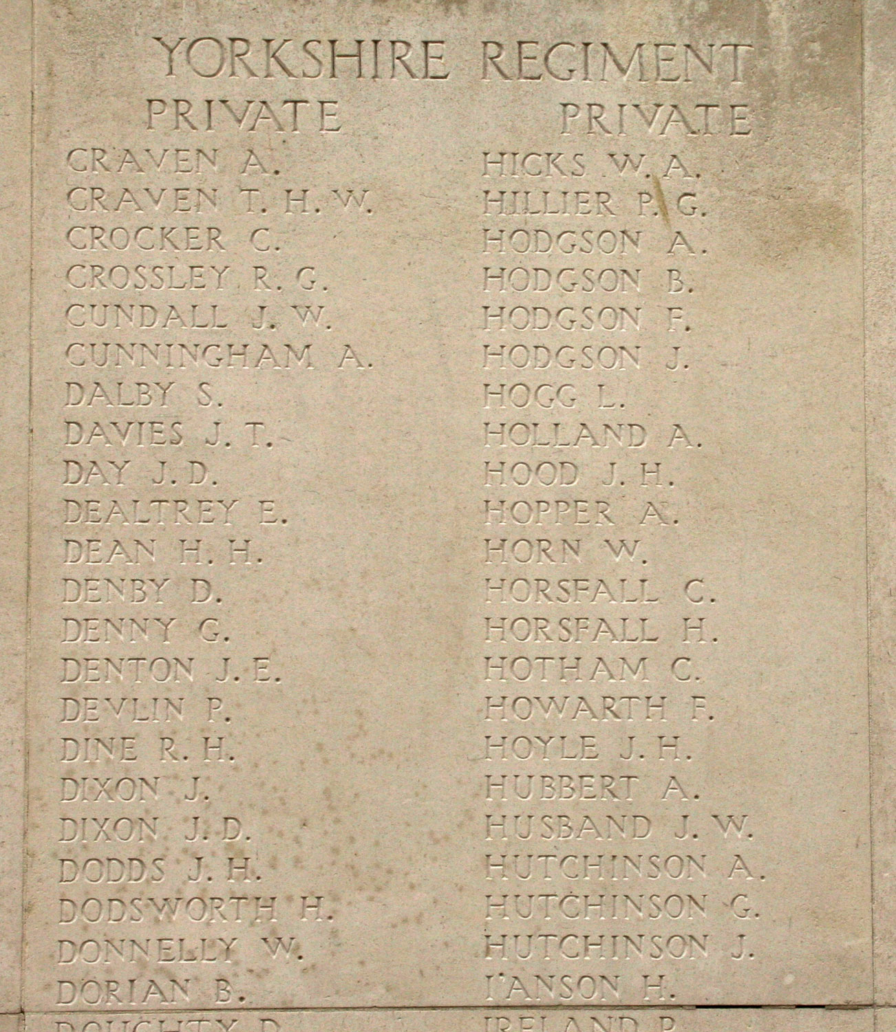 The Yorkshire Regiment, - Memorials Overseas