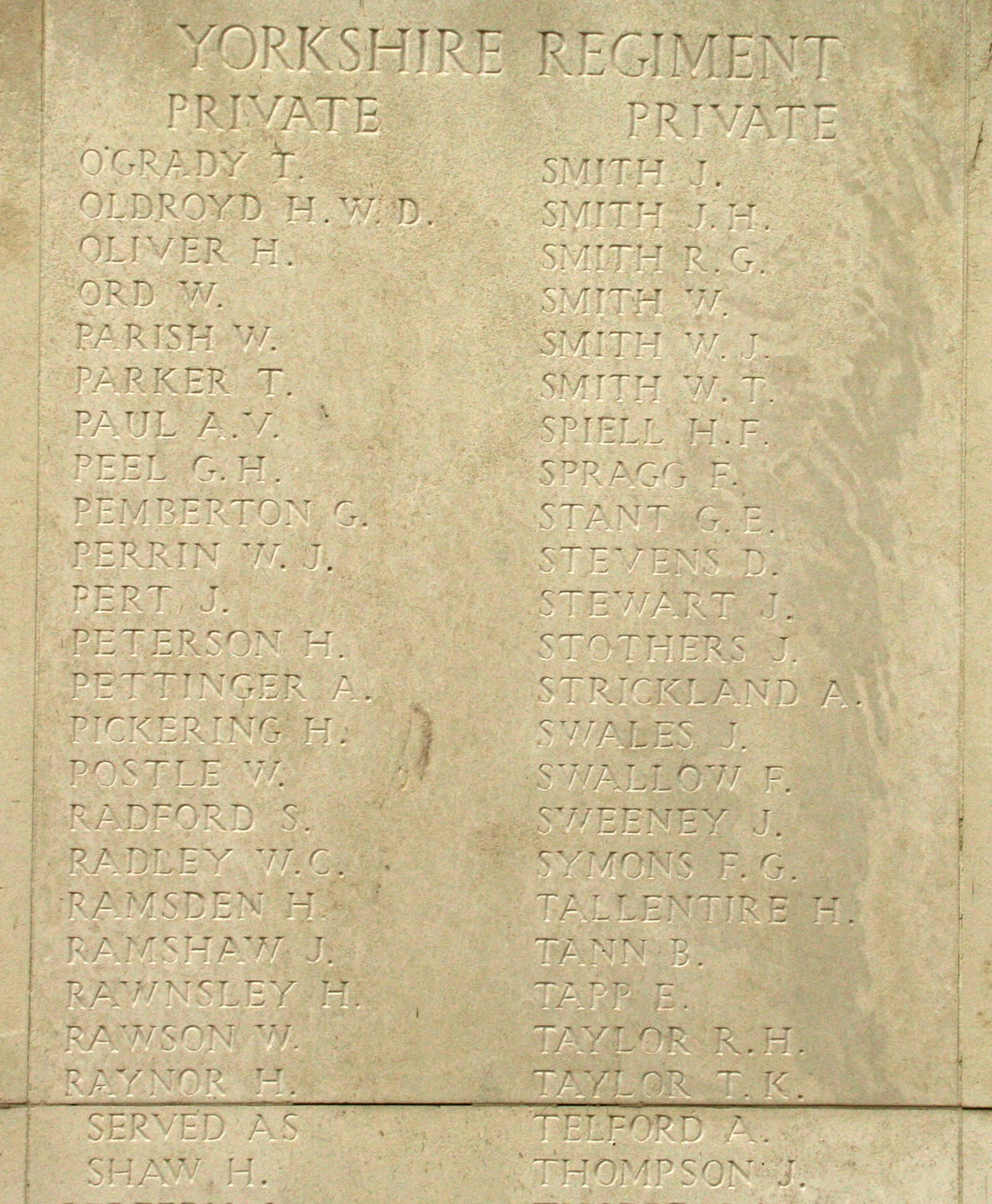 The Yorkshire Regiment, - Memorials Overseas