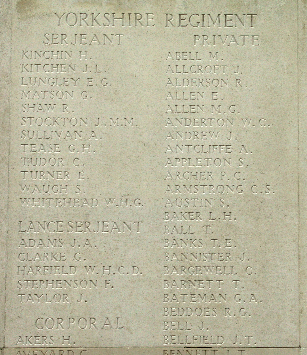 The Yorkshire Regiment, - Memorials Overseas